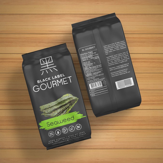 Create Impactful Seaweed Snack Package Designs for Black Label Gourmet ...