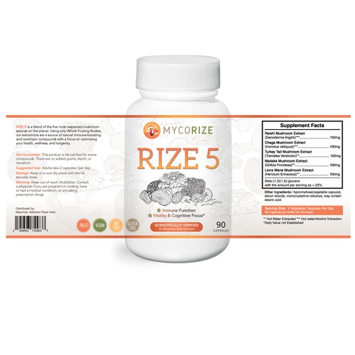 Designs | Mushroom Supplement Label Needed! Clean & Modern with a ...