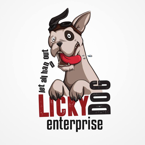 Create a fun loving COOL dog mascot (cartoon) for Licky Dog Enterprises ...