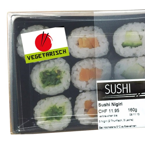Design a simple sticker for a sushi package | Product label contest