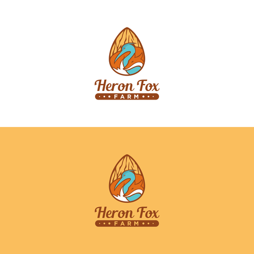 Heron Fox Farm Illustrated Logo- Organic Almonds | Logo design contest