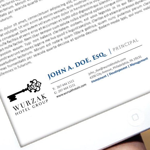 Create a awesome email signature for design driven Hotel Company ...