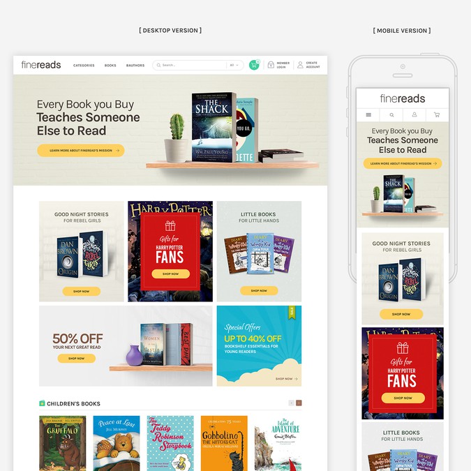 Design Homepage for physical book (not ebook) seller | Web page design ...