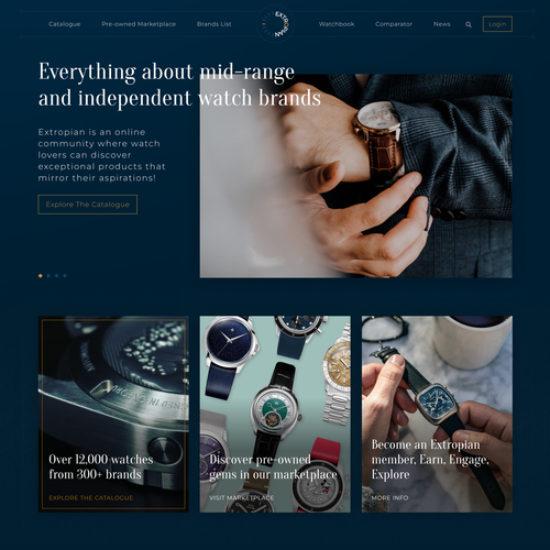Designs | Refonte Home page pour la plateforme de montres Extropian ...