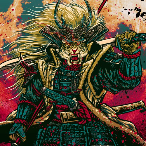 Designs | Manga style samurai lion illustration | Illustration or ...