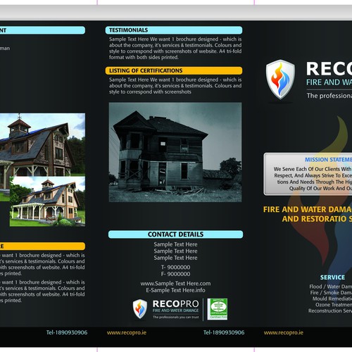 Brochure for Fire and Water Damage Restoration Company | Print or ...