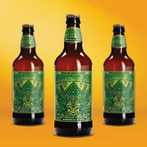 Create a beer label, psychedelic, minimalist that remind mountains ...