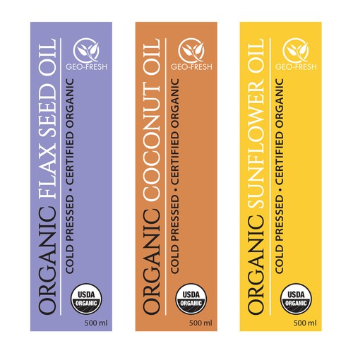 Organic Cold Pressed Oils Label Design | Product label contest