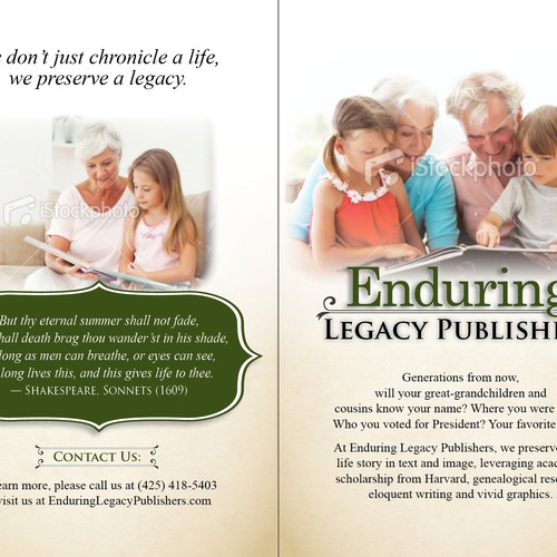 Designs | Create the new brochure design for Enduring Legacy Publishers ...