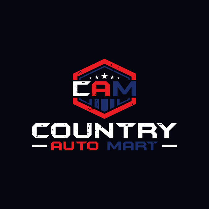 RUSTIC COUNTRY, RED WHITE AND BLUE for Country Auto Mart | Logo design ...