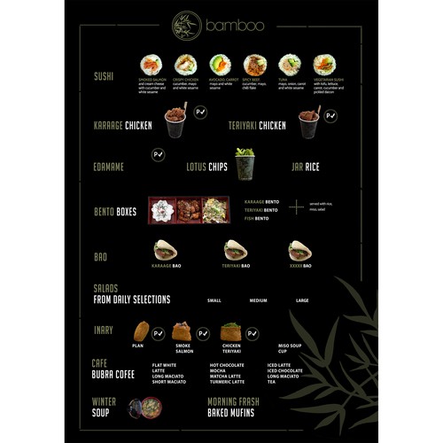 bamboo sushi shop menu board | Menu contest