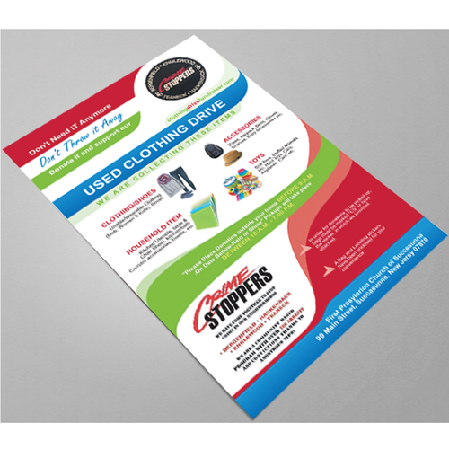 Design an Eye-Catching Flyer/Postcard for Crime Stopper's Used Clothing ...