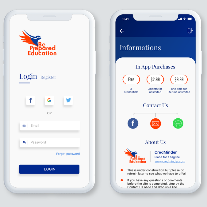 Design UI/UX for credential monitoring iOS app. | App design contest