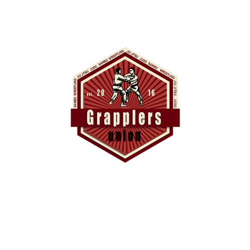 Create a old school "crest" union design for Grapplers Union podcast ...