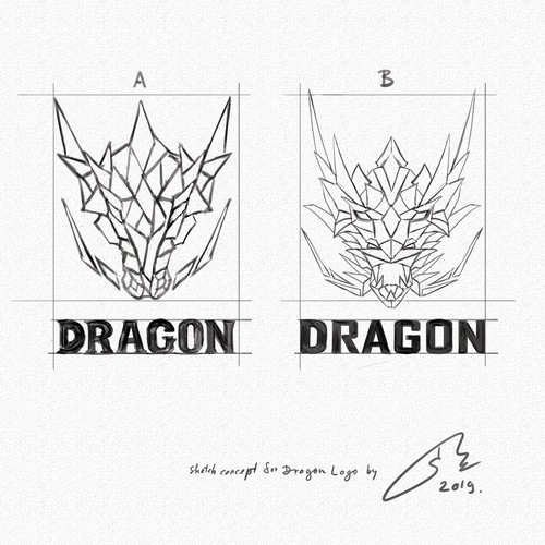 Dragon's face in low poly style | Logo design contest