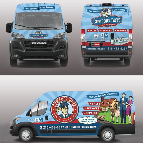 Designs | Comfort Boys Service Company New Retro Van Wrap Design | Car ...