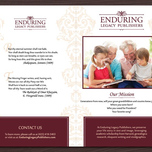 Designs | Create the new brochure design for Enduring Legacy Publishers ...