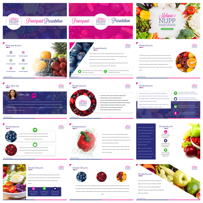 Design a slide deck for a nutritionist helping people feel better with ...