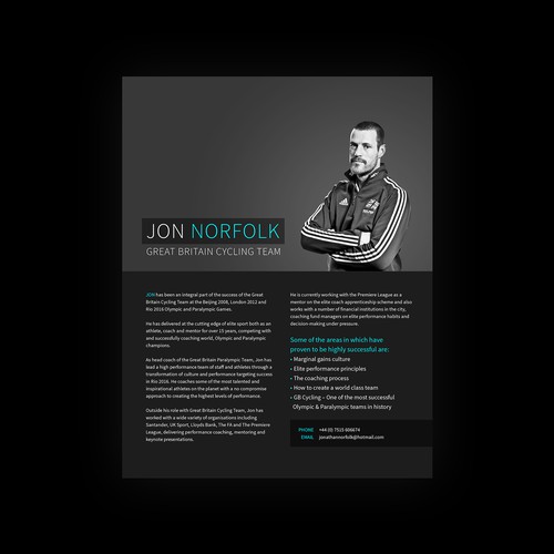 Design a profile page for an elite sports coach | Other design contest