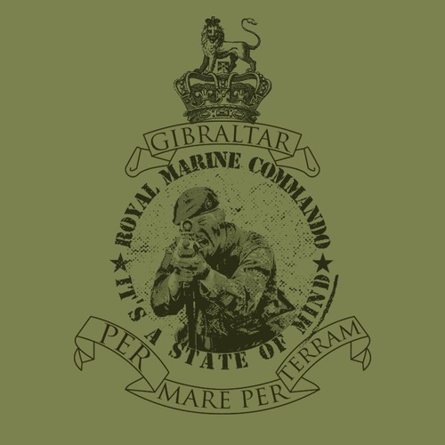 Create a rugged line-Art tshirt for a British Royal Marine Commando ...