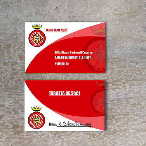 MEMBER CARD FOR SPANISH FOOTBALL CLUB | Stationery contest