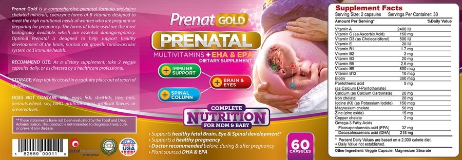 PRENAT GOLD PRENATAL SUPPLEMENT | Product label contest