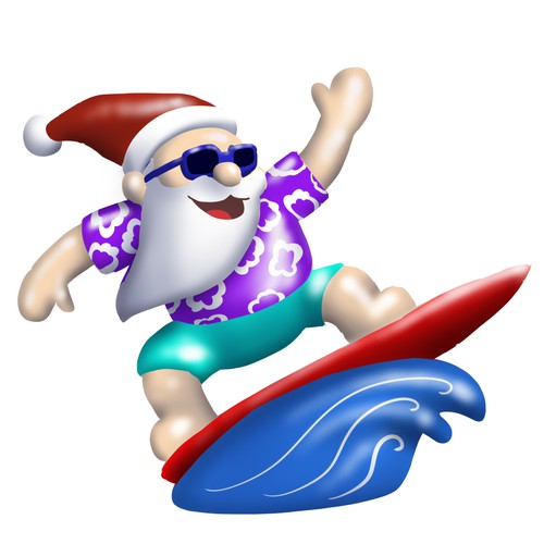 Designs | Surfing Santa with good vibes to be used for a Christmas ...