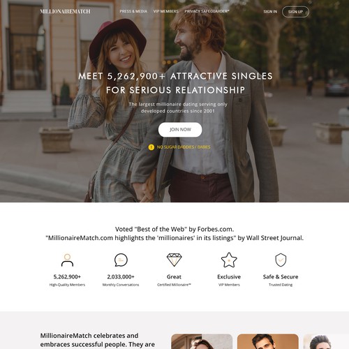 Designs | We need a luxury new web design for Millionaire dating site ...