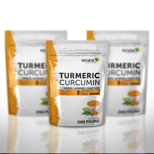 Seeking a Modern & Clean Turmeric Stand-up Pouch Design | Product ...