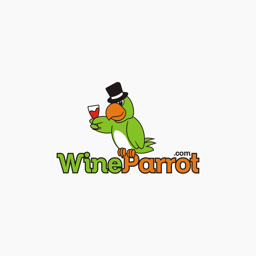 Cartoony logo featuring a parrot drinking wine! | Logo design contest