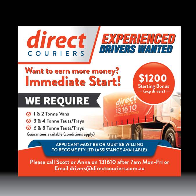 Driver wanted advertisement | Postcard, flyer or print contest