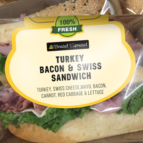 Create a fresh modern label for pre packaged sandwiches, wraps & rolls ...