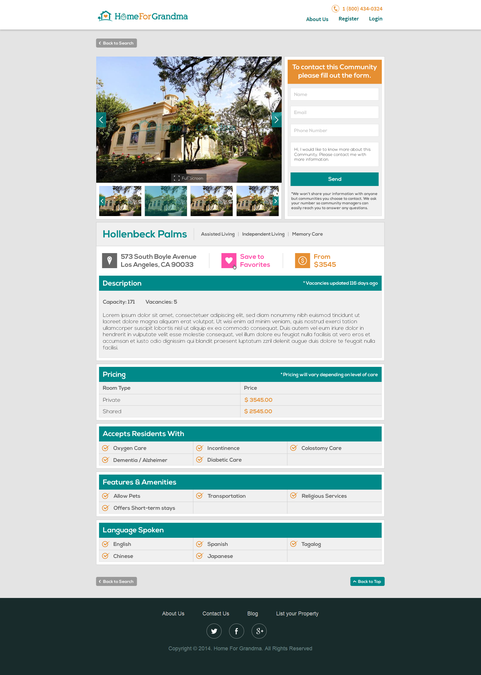 Create a Listing Page for our Listing Website | Web page design contest
