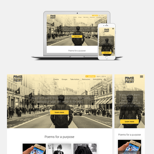 Power Poetry - Youth Poetry Platform Re-Design | Web page design contest