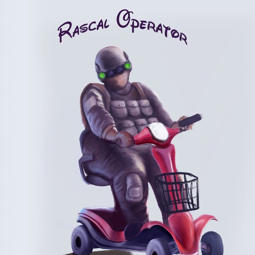 Need a patch design showing an obese person riding a rascal scooter ...