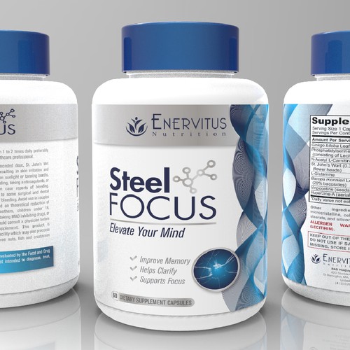 Design a powerful modern label ( Brain Supplement)for a premium health ...