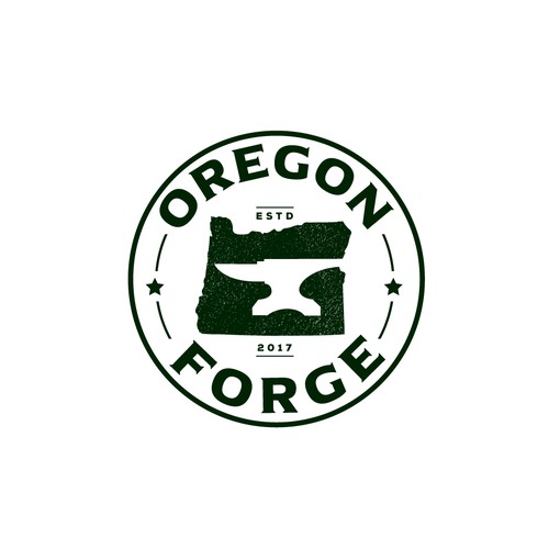 Oregon Forge - logo for a blacksmith that makes custom blades, axes and ...