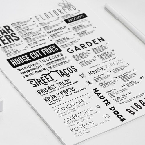 Menu Design for High-End Sports Bar | Menu contest