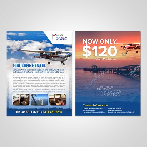 Design an Airplane Rental Flyer | Postcard, flyer or print contest