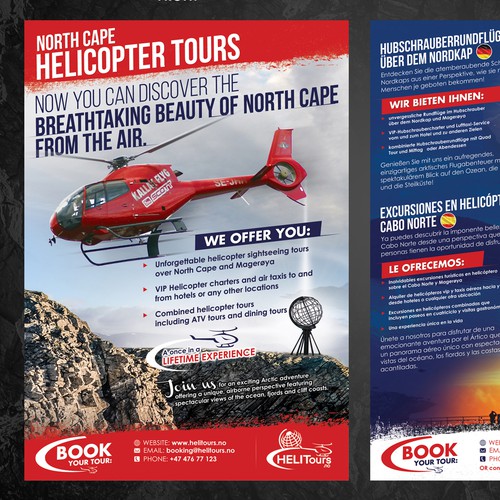 Flyer for Helicopter Sightseeing North Cape, Northern Norway | Postcard ...