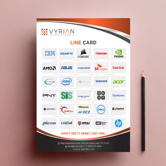 Design a hot and modern product line card for Vyrian, Inc. | Postcard ...