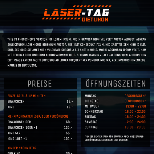 Brochure for laser-tag business | Postcard, flyer or print contest