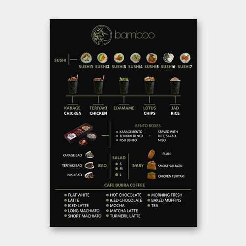 bamboo sushi shop menu board | Menu contest