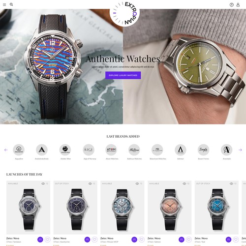 Designs | Refonte Home page pour la plateforme de montres Extropian ...