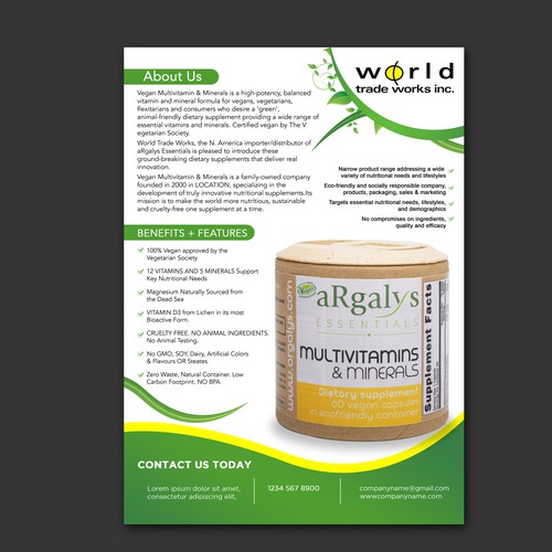 Product Flyer for Dietary Supplement (multivitamin & mineral ...