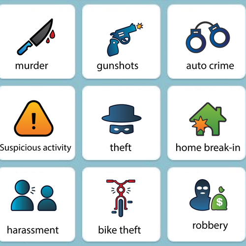 Icons for crime map. | Icon or button contest