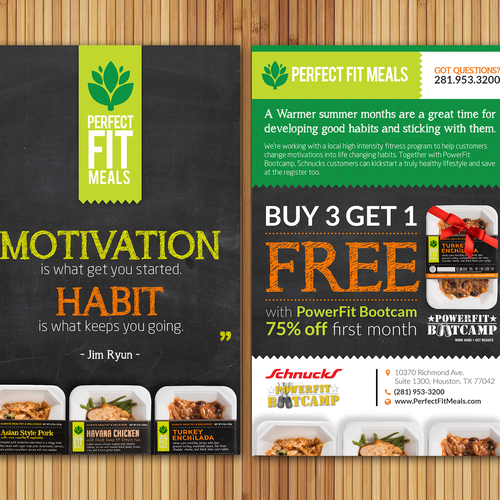 Create a motivating promo flyer for Perfect Fit Meals | Postcard, flyer ...