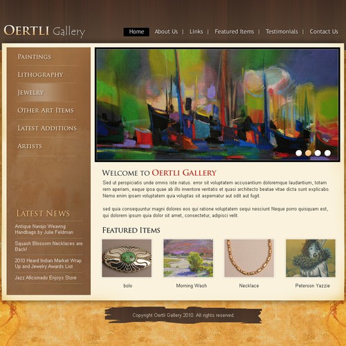 Web Design for an Art Gallery | Web page design contest