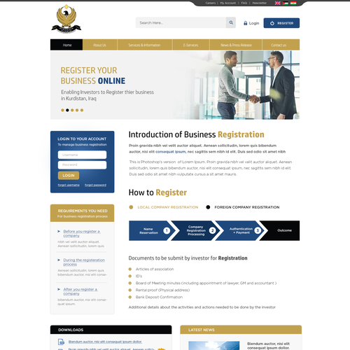 Design a Business Registration Website for Kurdistan Iraq | Web page ...