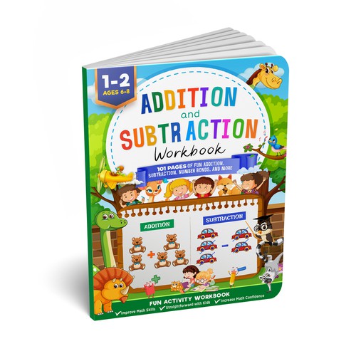Designs | Fun design for kids math workbook | Book cover contest
